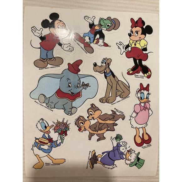 Vintage | Art | Vintage Walt Disney Characters Sticker Sheet | Poshmark